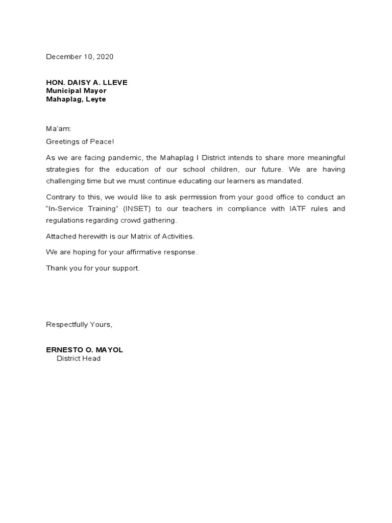 Letter Request For Inset | PDF