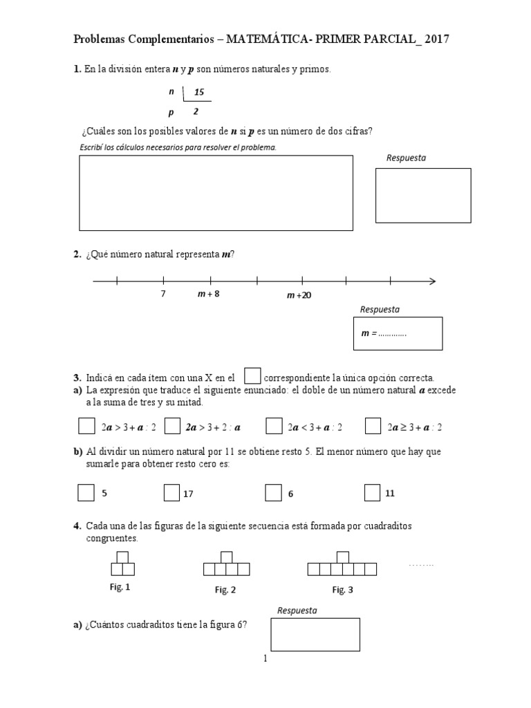 Ejercitacion para La Primera Evaluacion de Matematica | PDF | Aritmética | Matemática Elemental