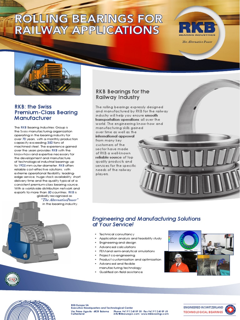 RKB Rolling Bearings For Railway Applications | PDF | Bearing ...