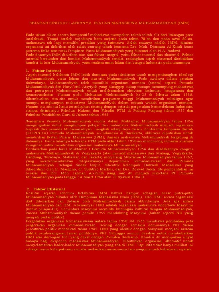Sejarah Pendiriannya IMM Muhammadiyah | PDF | Politik | Ilmu Sosial