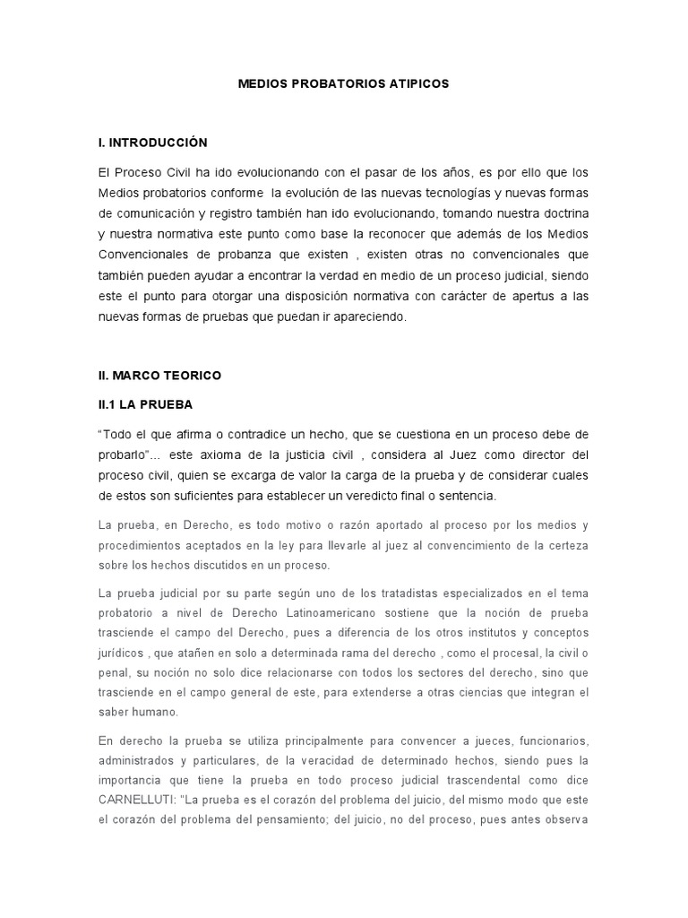 Medios Probatorios Atipicos | PDF | Evidencia (ley) | Principios éticos