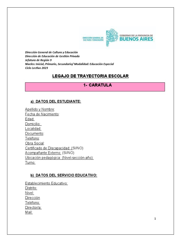Modelo de Legajo 2023 | PDF | Educación especial | Modificación de ...