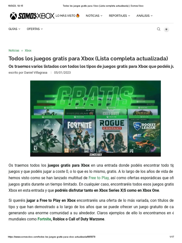 Todos Los Juegos Gratis para Xbox (Lista Completa Actualizada) - SomosXbox | PDF | Xbox ...