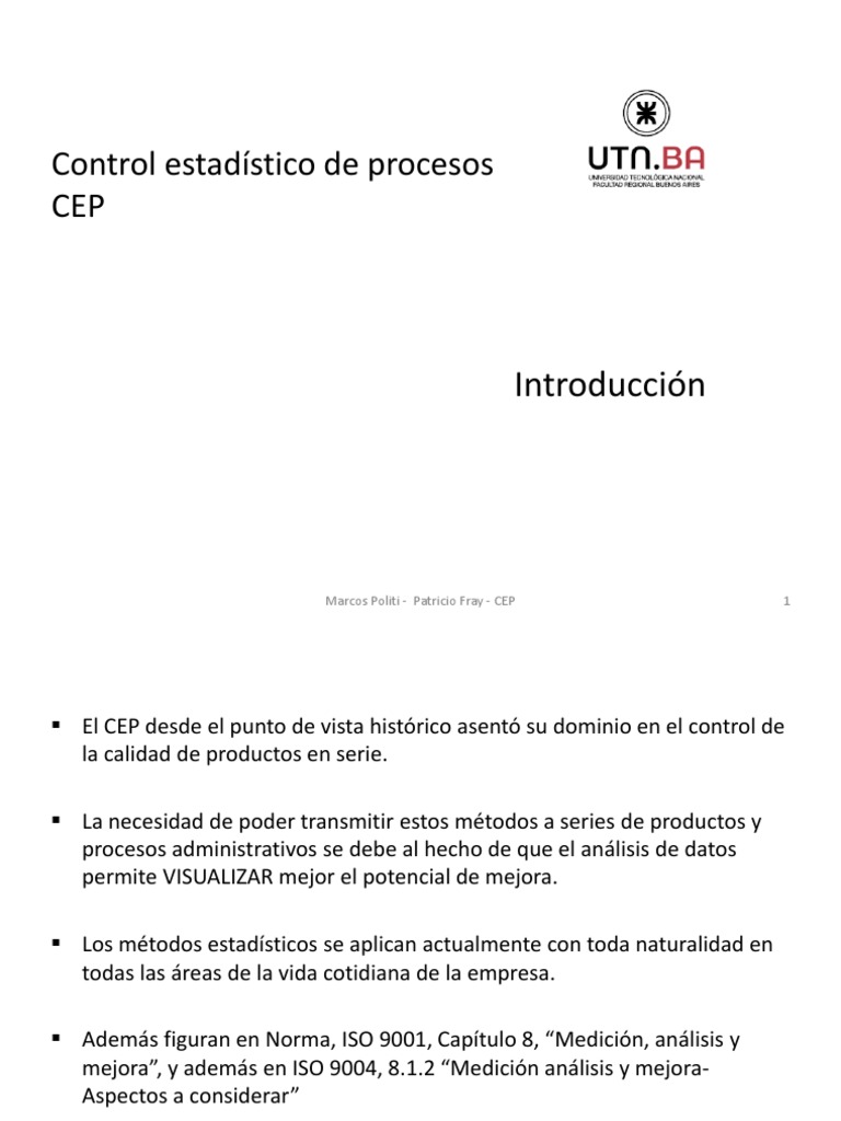 01 Introduccion | PDF | Estadísticas | Calidad (comercial)