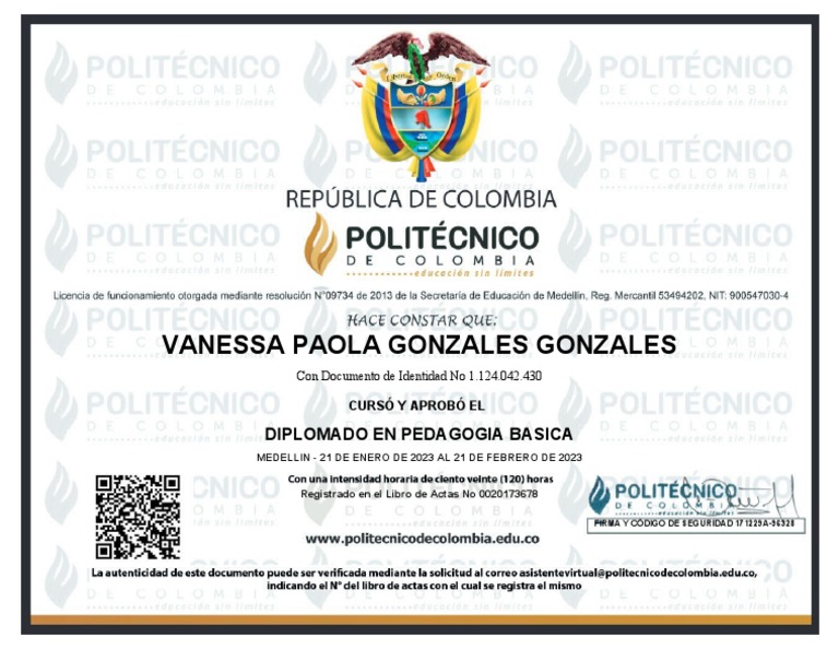Certificado Diplomado en Pedagogía Básica | PDF