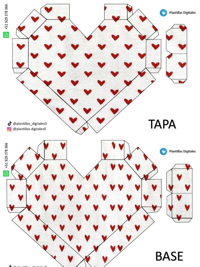 Caja Corazón - Plantillas Digitales | PDF