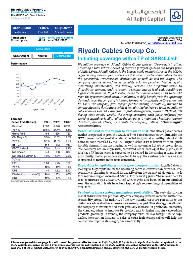 Riyadh Cables Group Co Initiation Covergae Report PDF | PDF ...