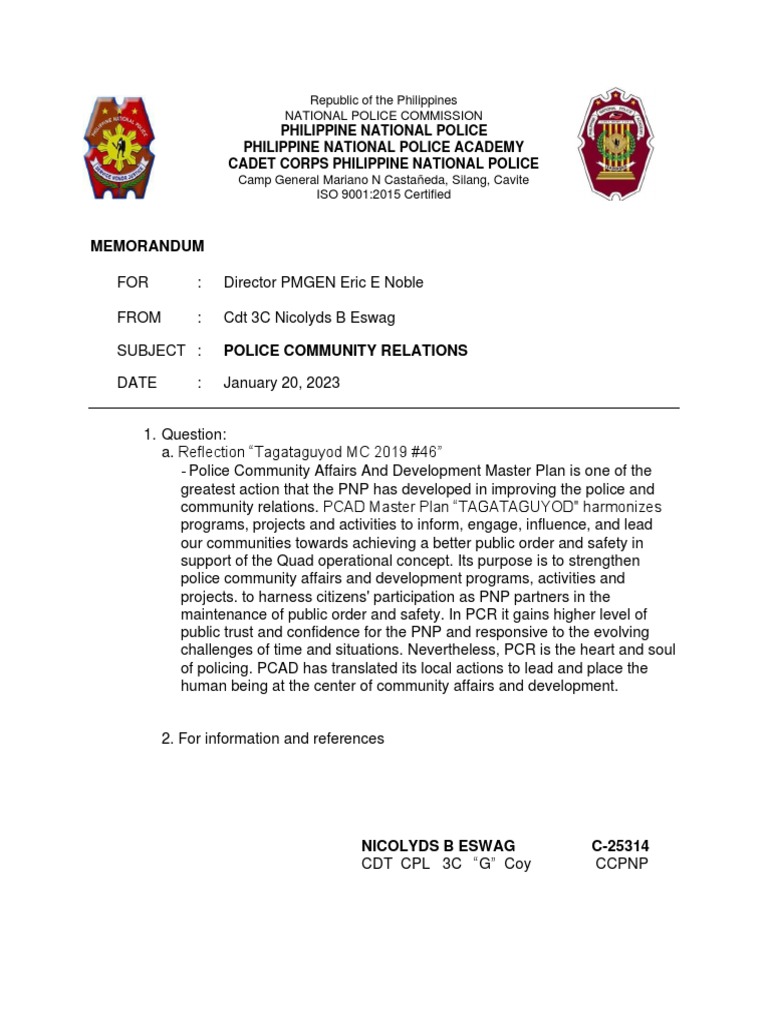 Strengthening Police-Community Relations through the Philippine ...