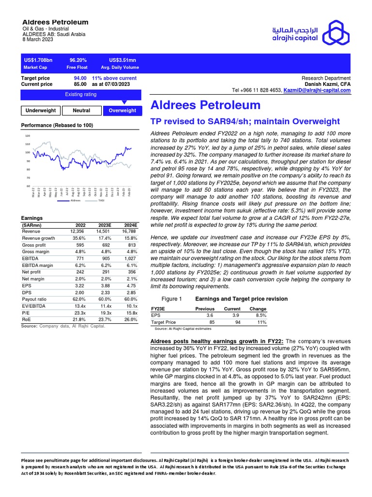 Aldrees Petroleum - Al Rajhi Capital Mar 2023 PDF | PDF | Investing ...