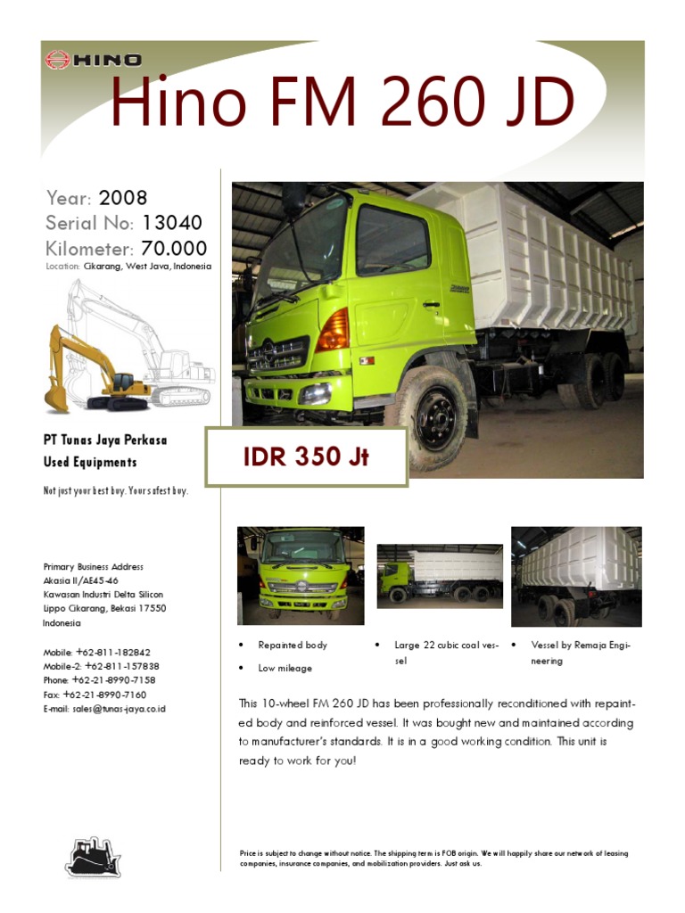 Hino FM 260 JD: IDR 350 JT | PDF