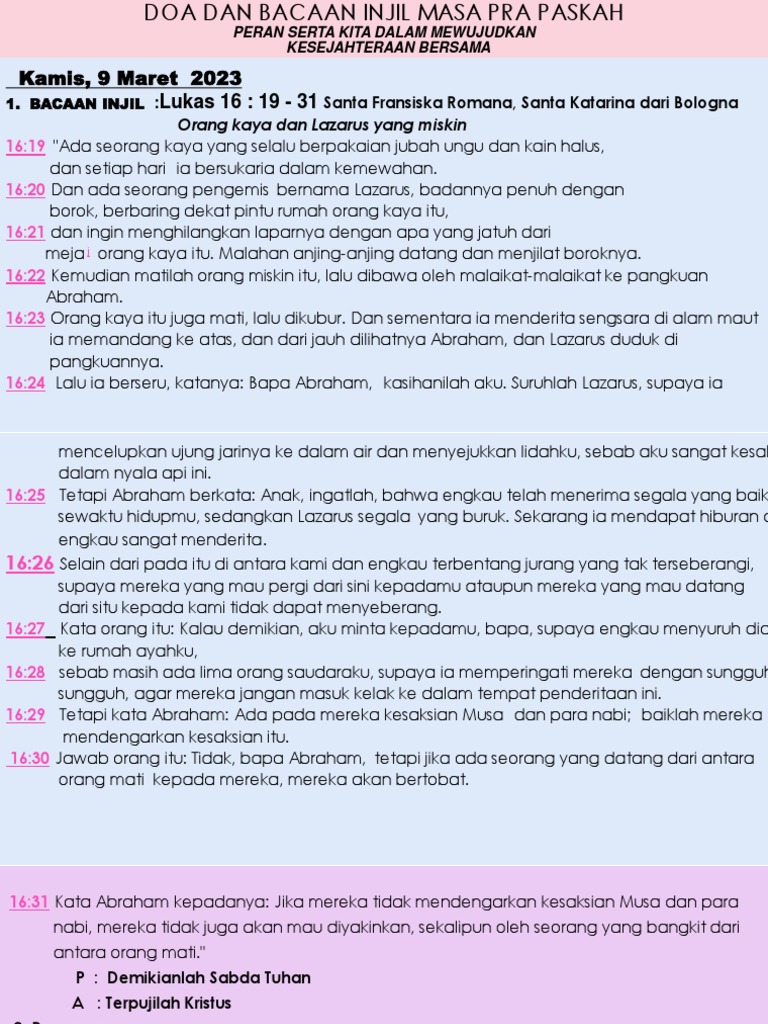 Doa Dan Renungan Masa Pra Paskah | PDF