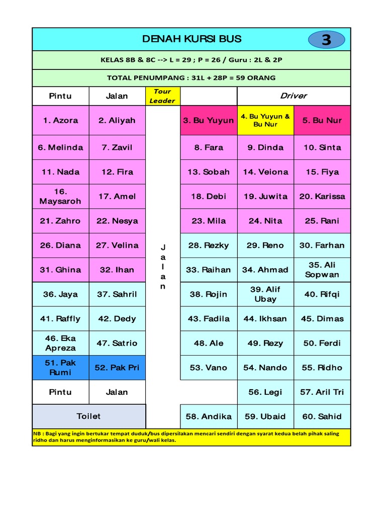 DENAH KURSI BUS | PDF