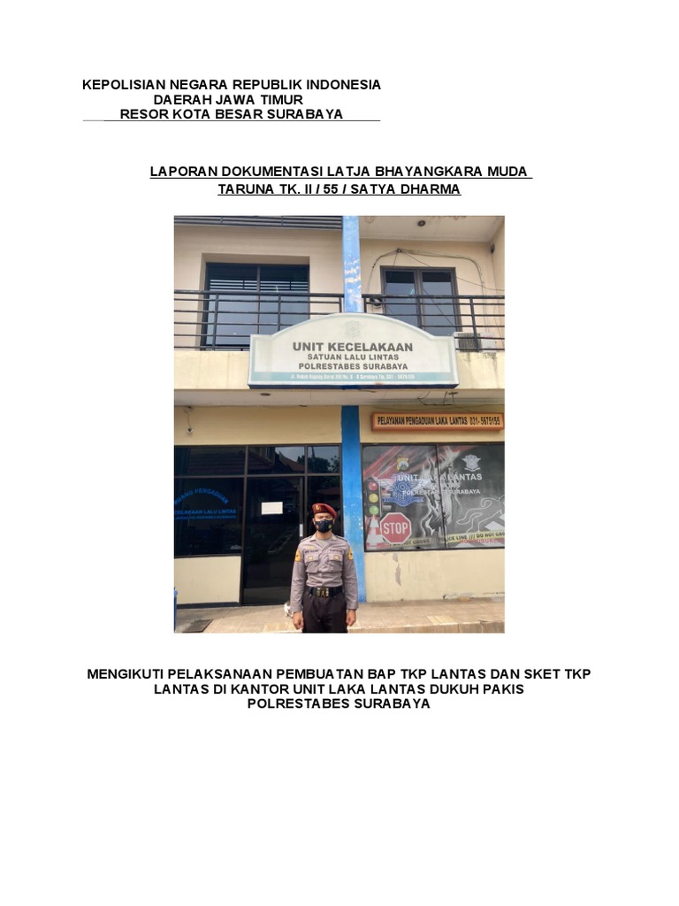 Dokumentasi Latja Lantas Bap TKP Dan Sket Lantas | PDF