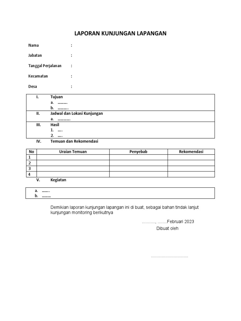 Laporan Kunjungan Lapangan PD Dan PLD | PDF