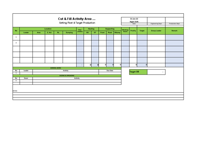 Daily Mine Production Plan | PDF