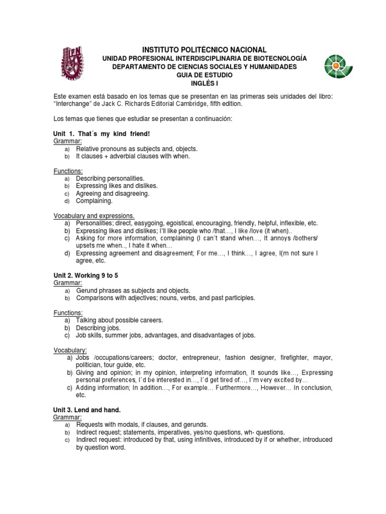 Guia Ets Inglés I Pdf Clause Linguistic Morphology