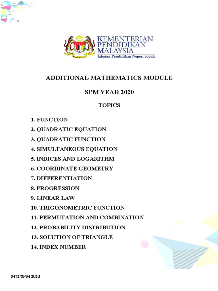(Bi) Modul 25 Add Math PDF | PDF | Function (Mathematics) | Quadratic Equation
