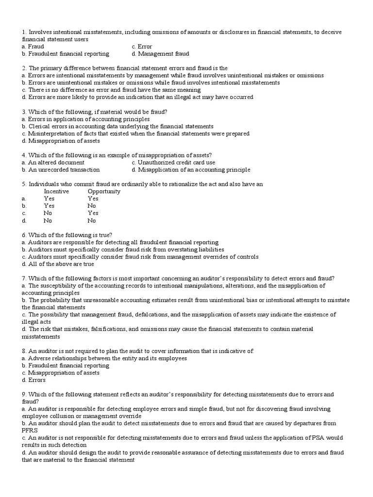 Detecting financial statement fraud and errors | PDF | Internal Control | Financial Audit