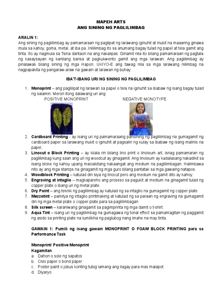 Mapeh 5 Arts | PDF