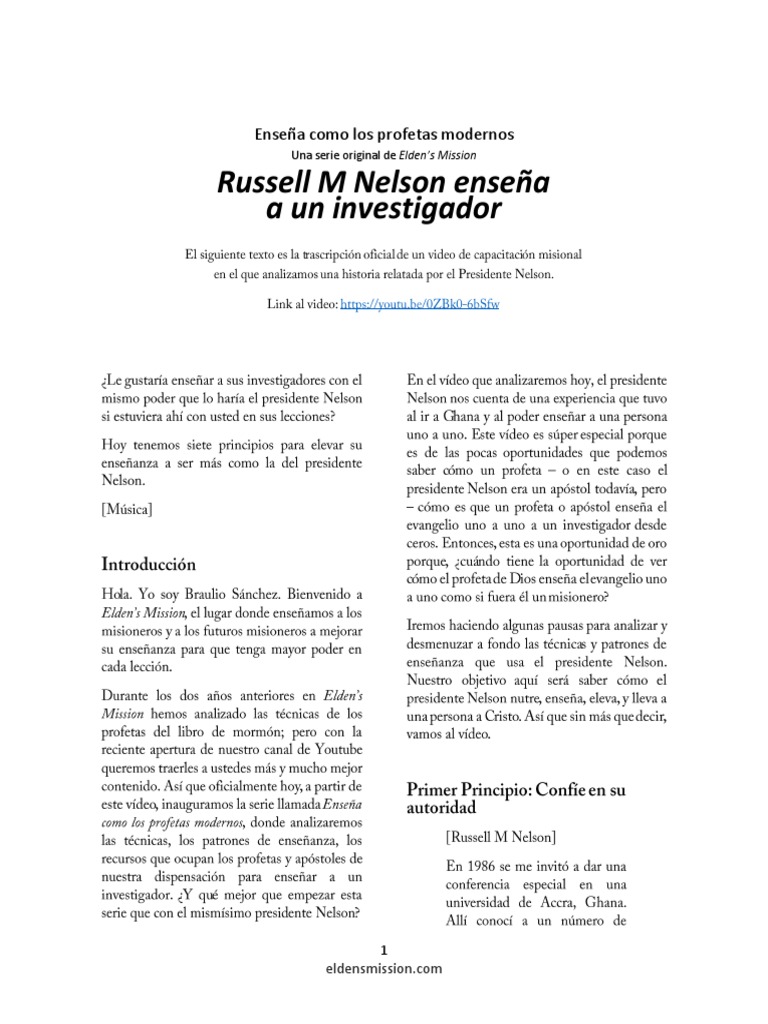 Enseñanza efectiva como el presidente Nelson | PDF | Religión y ...