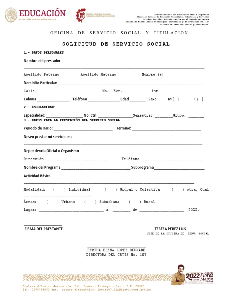 Formatos Servicio Social | PDF