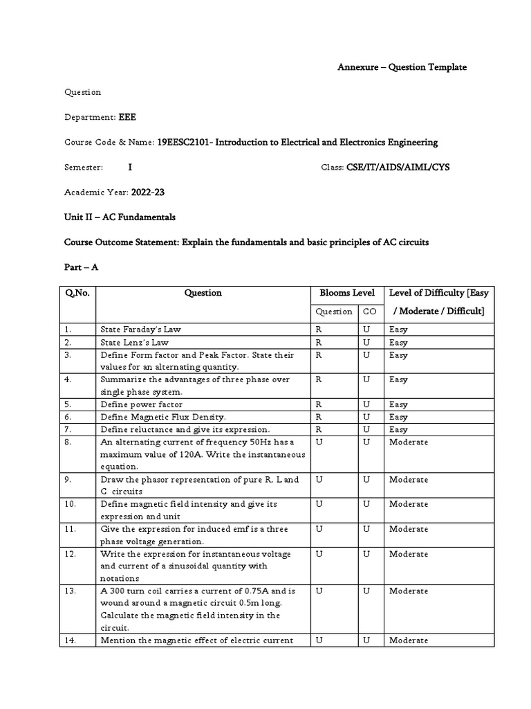 IEEE Unit 2 QB | PDF | Inductor | Electrical Network IEEE Unit 2 QB | PDF | Inductor | Electrical Network