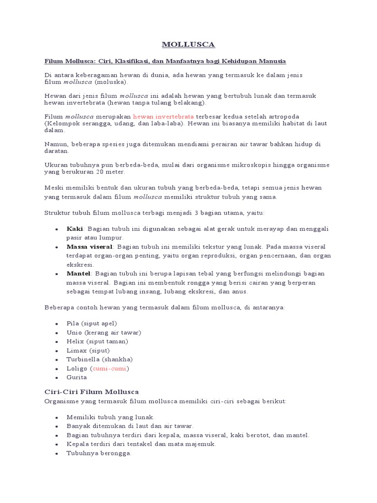 Mollusca Dan Crustacea | PDF | Kesehatan Holistik | Sains & Matematika