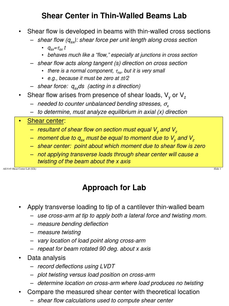 Shear Center Theory | PDF | Bending | Beam (Structure)