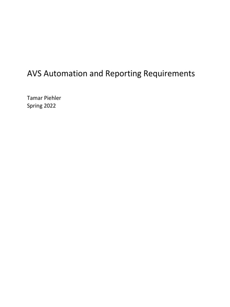 AVS Automation and Reporting Requirements v2 PDF | PDF | Databases ...