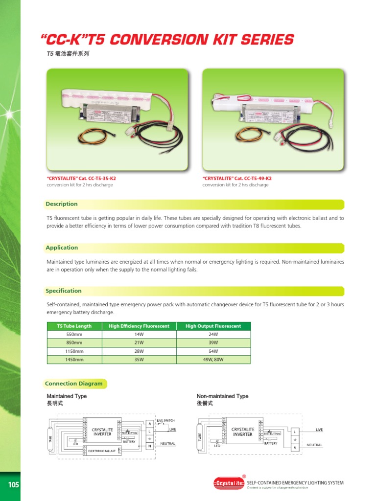 T5 Emergency Kit | PDF | Fluorescent Lamp | Components