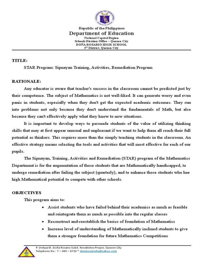 Project Proposal Math | PDF | Teachers | Mathematics
