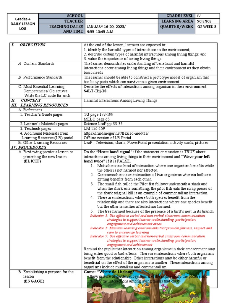 Q2 CO1 - Week-8-SCIENCE 4 | PDF | Learning | Communication