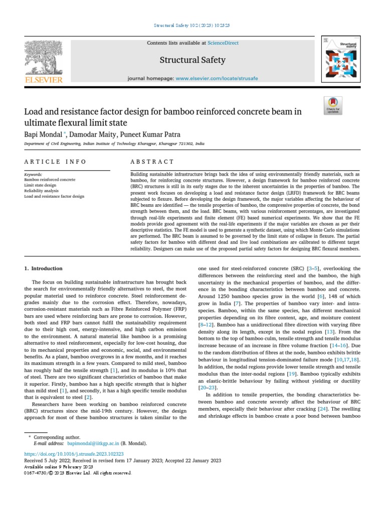 Load and Resistance Factor Design For Bamboo Reinforced Concrete Beam in Ultimate Flexural Limit ...