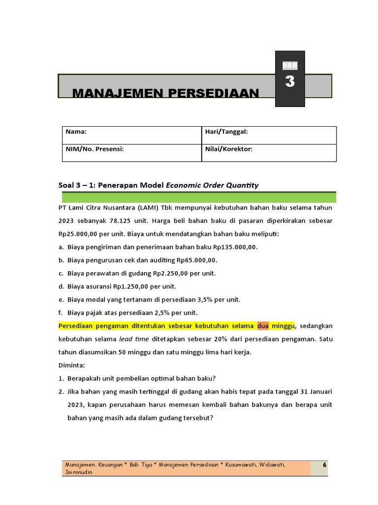 Bab Iii, Manajemen Persediaan | PDF