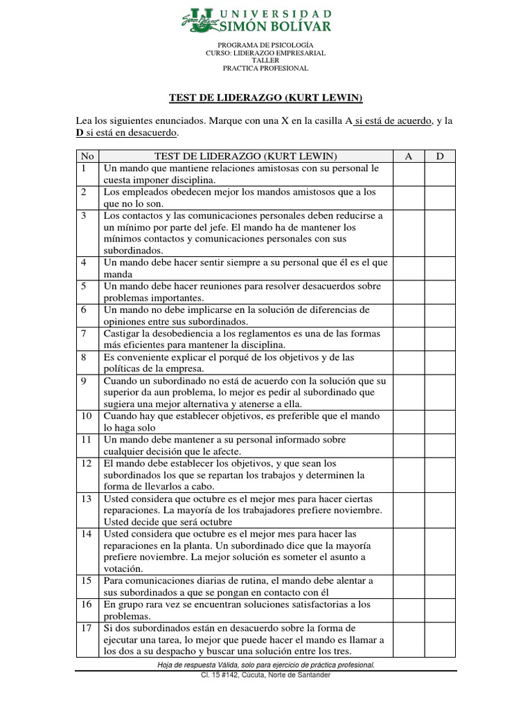 Analyzing Leadership Styles Through Kurt Lewin's Leadership Test | PDF ...