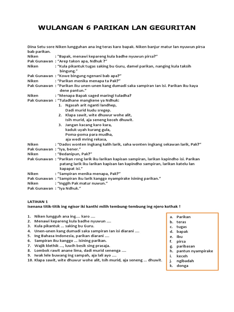 Wulangan 6 Parikan Lan Geguritan | PDF