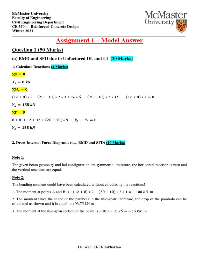 Assignment 1 Model Answer PDF | PDF | Beam (Structure) | Applied And Interdisciplinary Physics