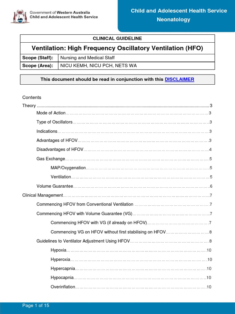 HFOV Guidelines for Neonates | PDF | Lung | Respiratory Diseases