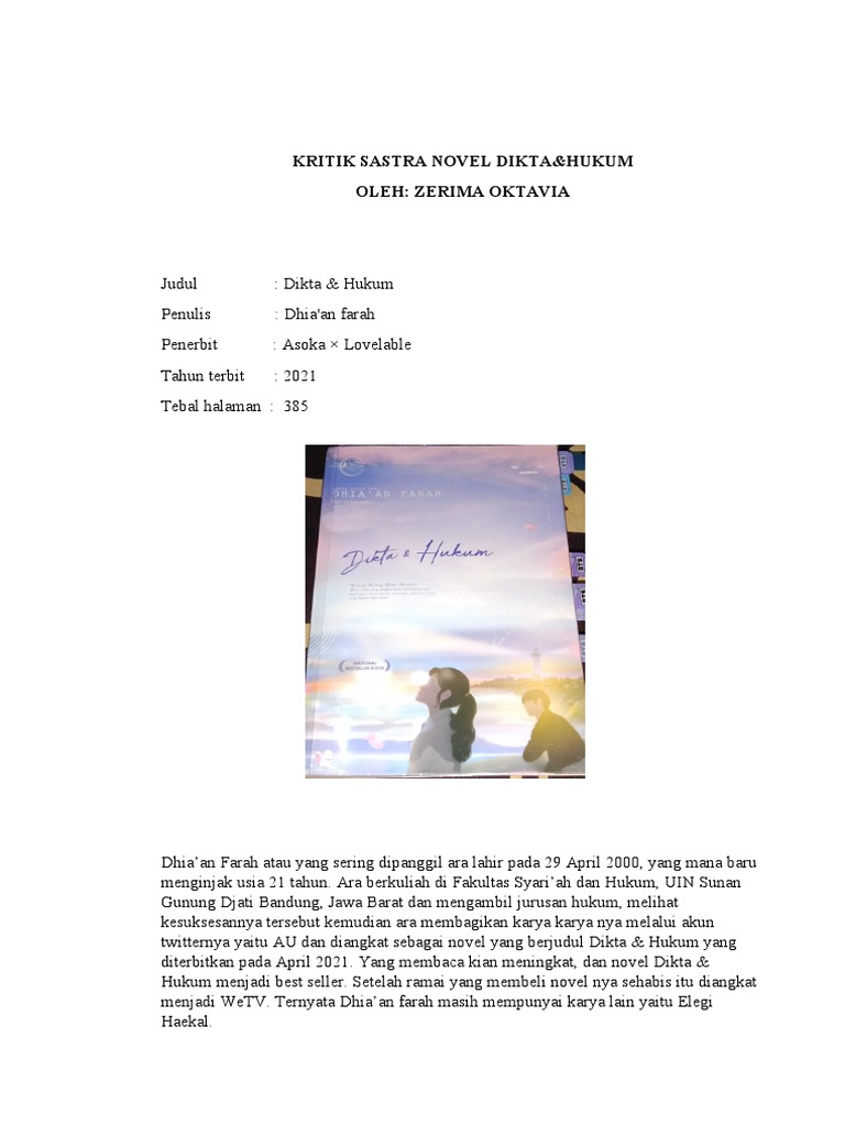 Kritik Novel Dikta & Hukum: Cinta dan Persahabatan | PDF