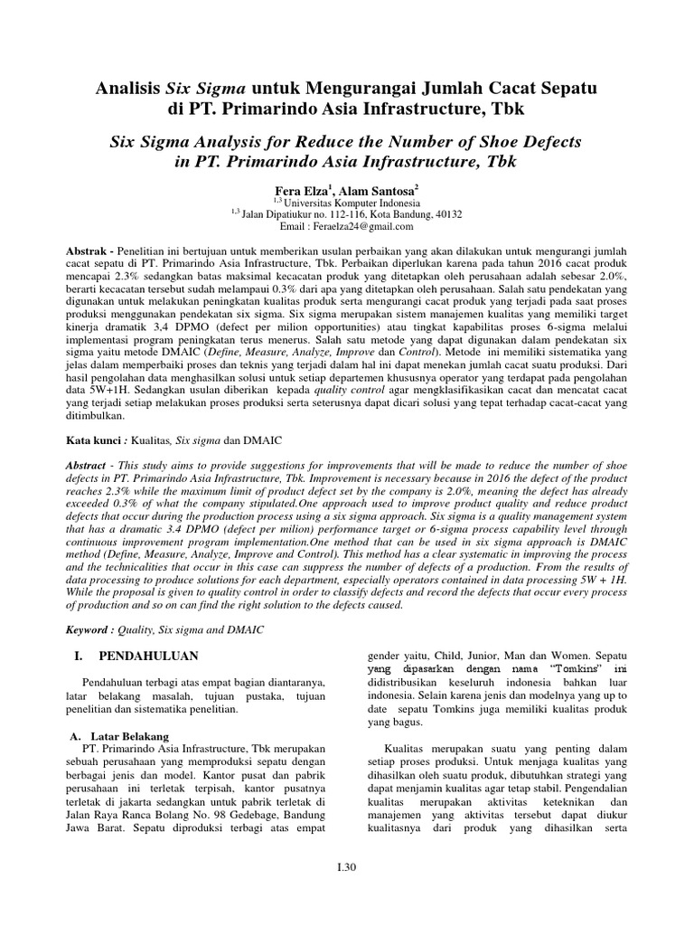 I 5 Fera Elza Analisis Six Sigma Untuk Mengurangai Jumlah Cacat Sepatu ...