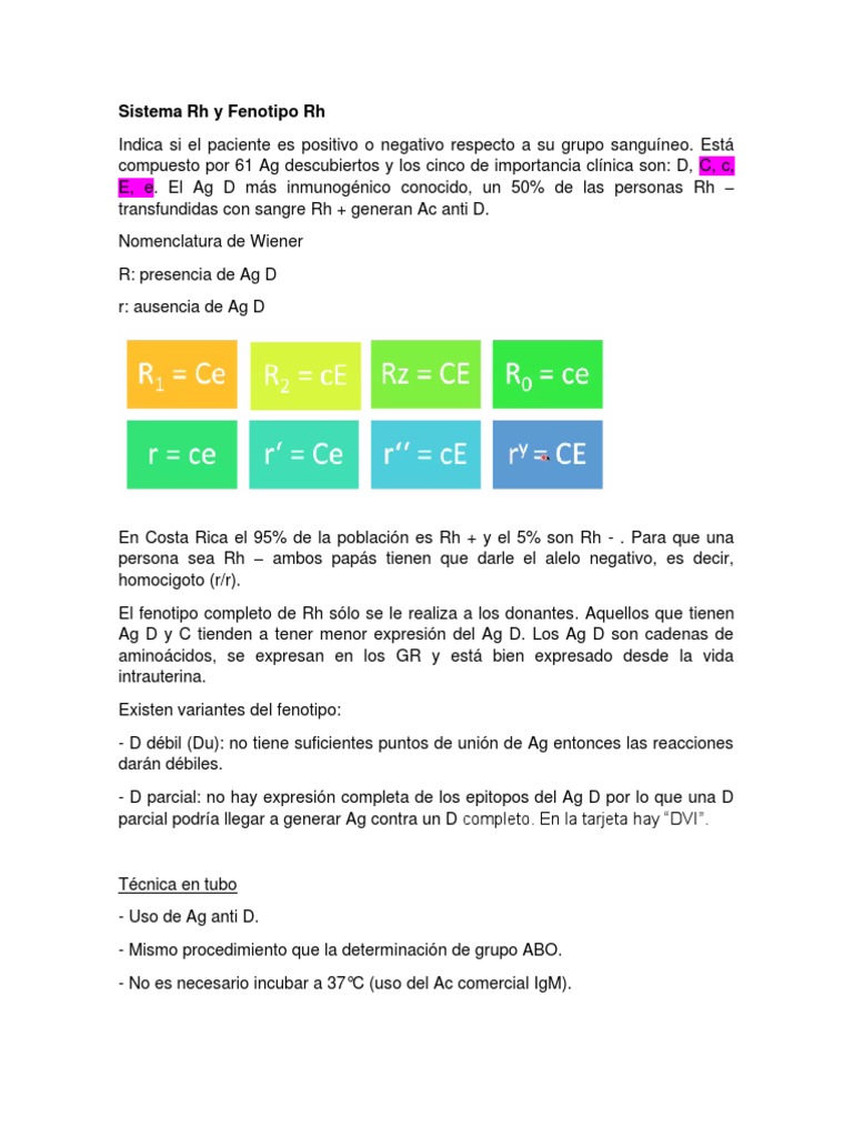 Sistema RH y Fenotipo RH | PDF