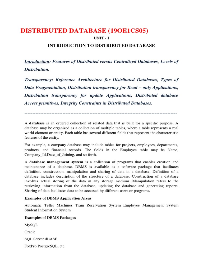 DDB-distribution Database Important. | PDF | Databases | Replication ...