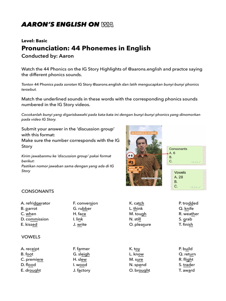 44 Phonemes in English | PDF