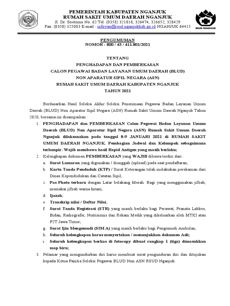 PENGUMUMAN PEMBERKASAN OFFLINE Fix | PDF