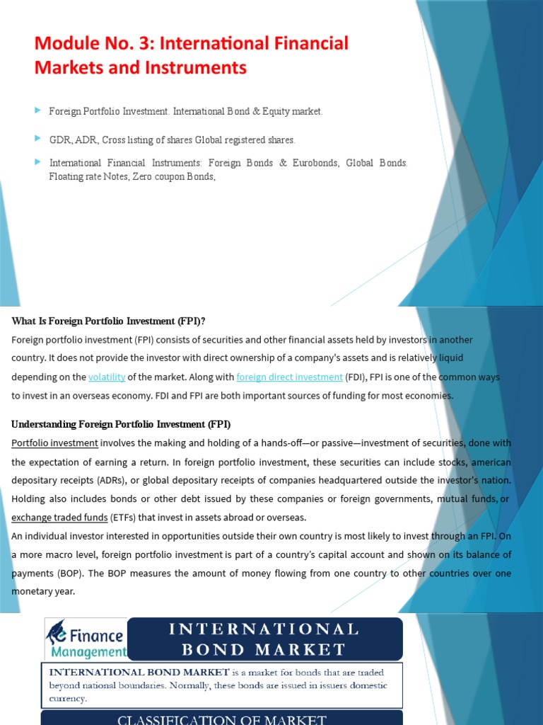 International Financial Markets and Instruments: An Overview of Foreign Portfolio Investment ...