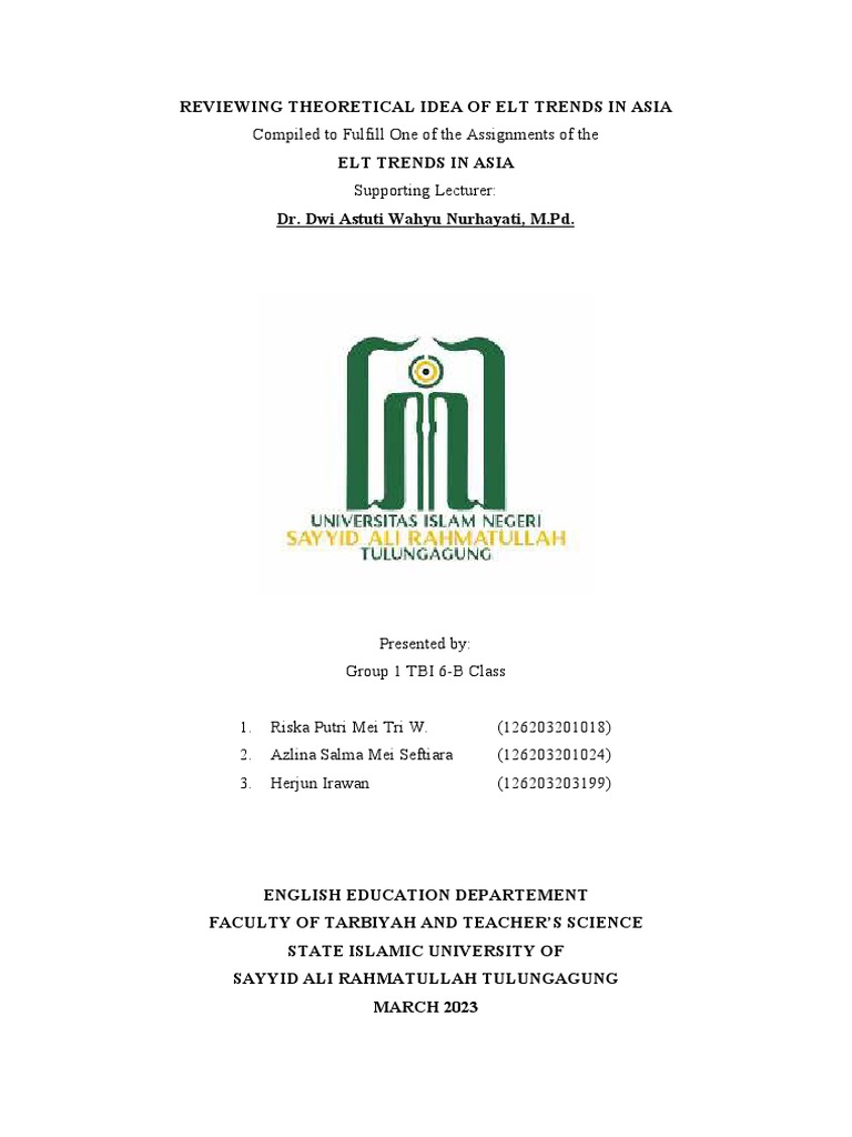 GROUP 1 - Reviewing Theoretical Idea of ELT Trends in Asia | PDF | Motivation | Motivational