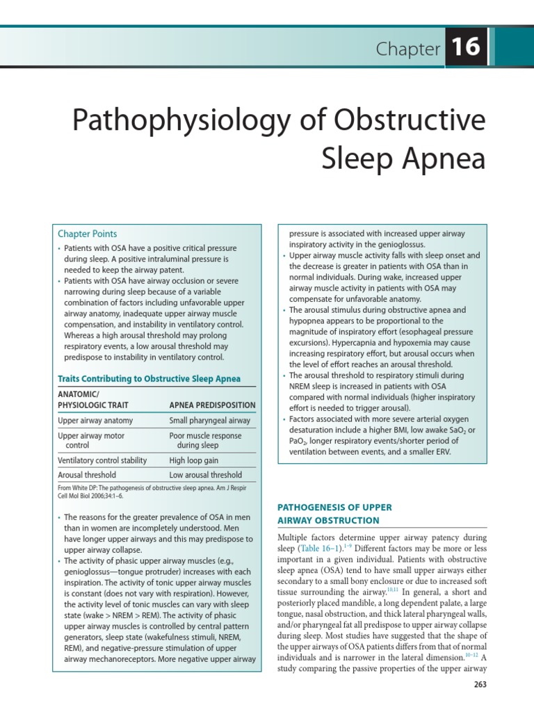 Pathophysiology of Obstructive Sleep Apnea: Chapter Points | PDF | Apnea | Breathing
