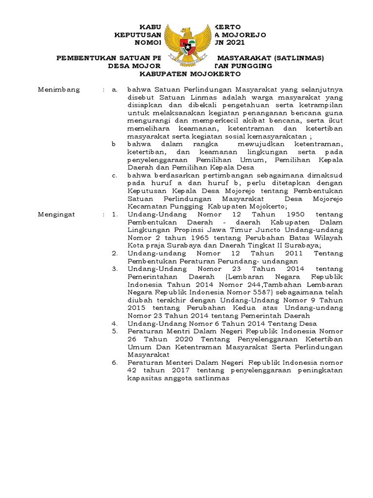 Contoh SK LINMAS Desa | PDF