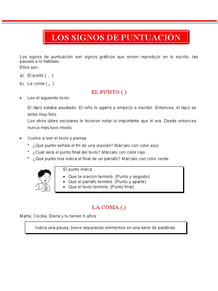 Signos de Puntuación para Primer Grado | PDF