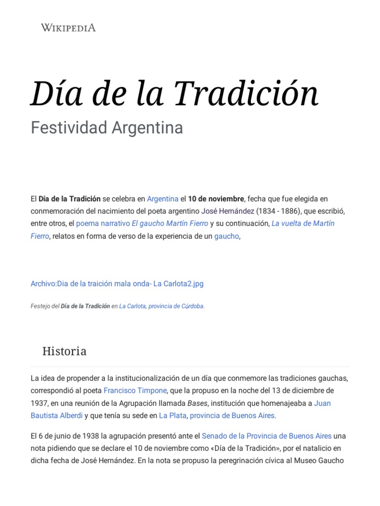 Día de La Tradición - Wikipedia, La Enciclopedia Libre | PDF | América ...